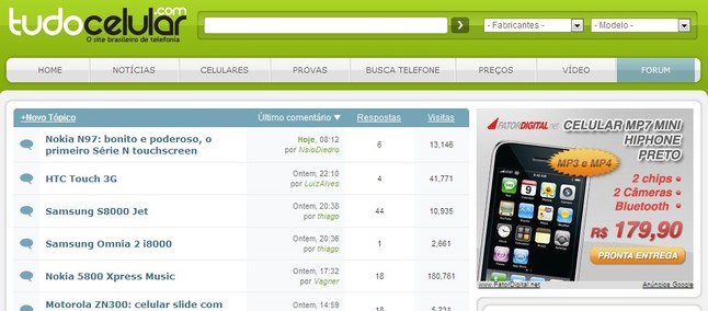 Tudo Celular estréia novo fórum - TudoCelular.com